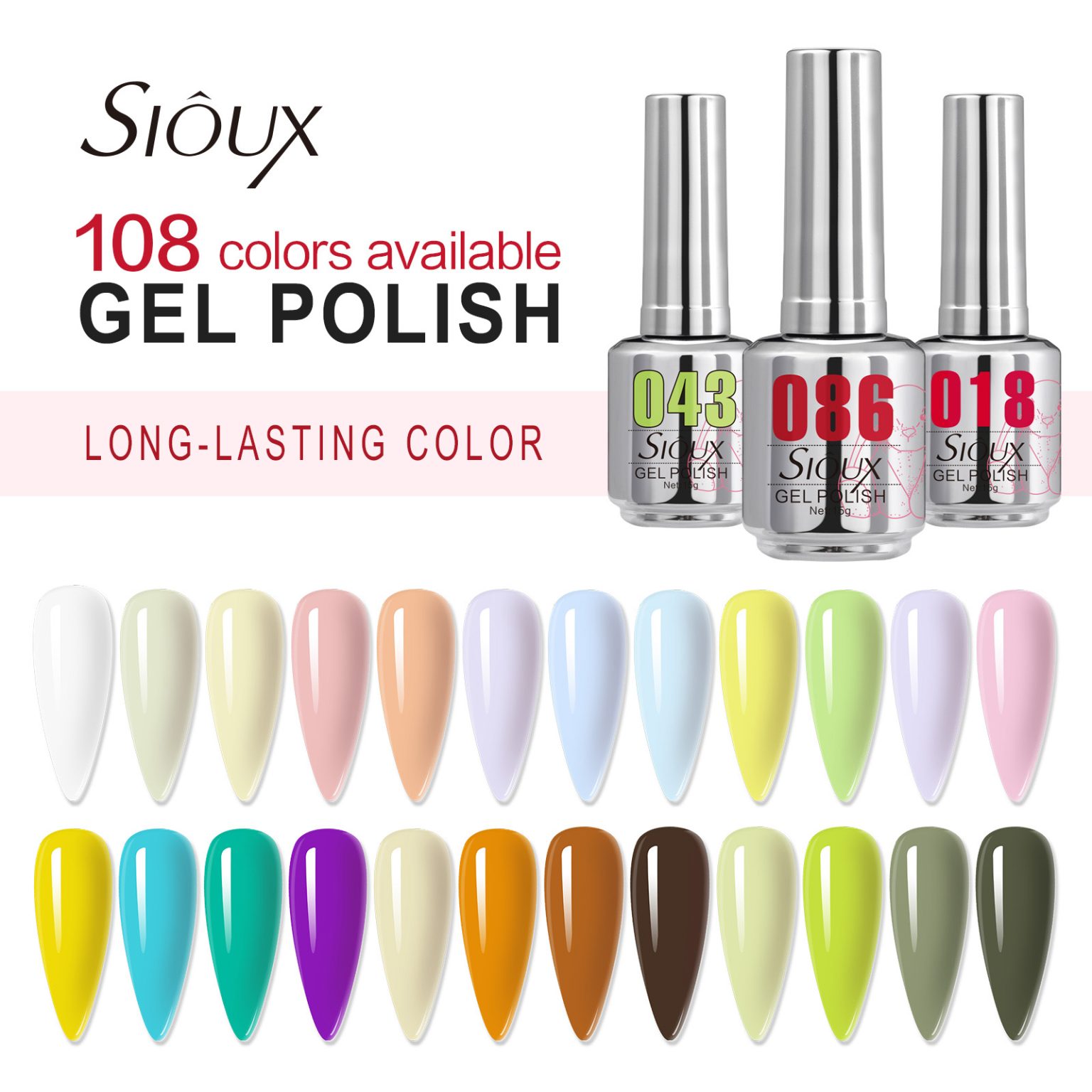 Sioux 108 Color UV Nail Gel – Professional Gel Polish - Nailtion