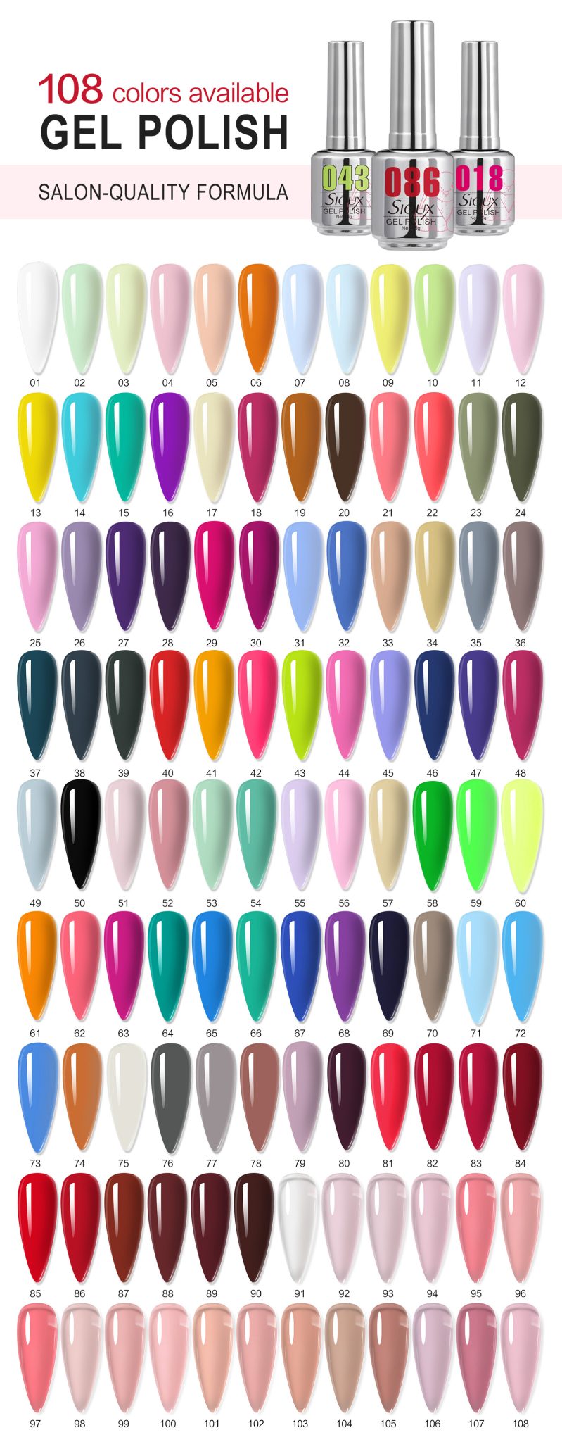 Sioux 108 Color UV Nail Gel – Professional Gel Polish – Nailtion