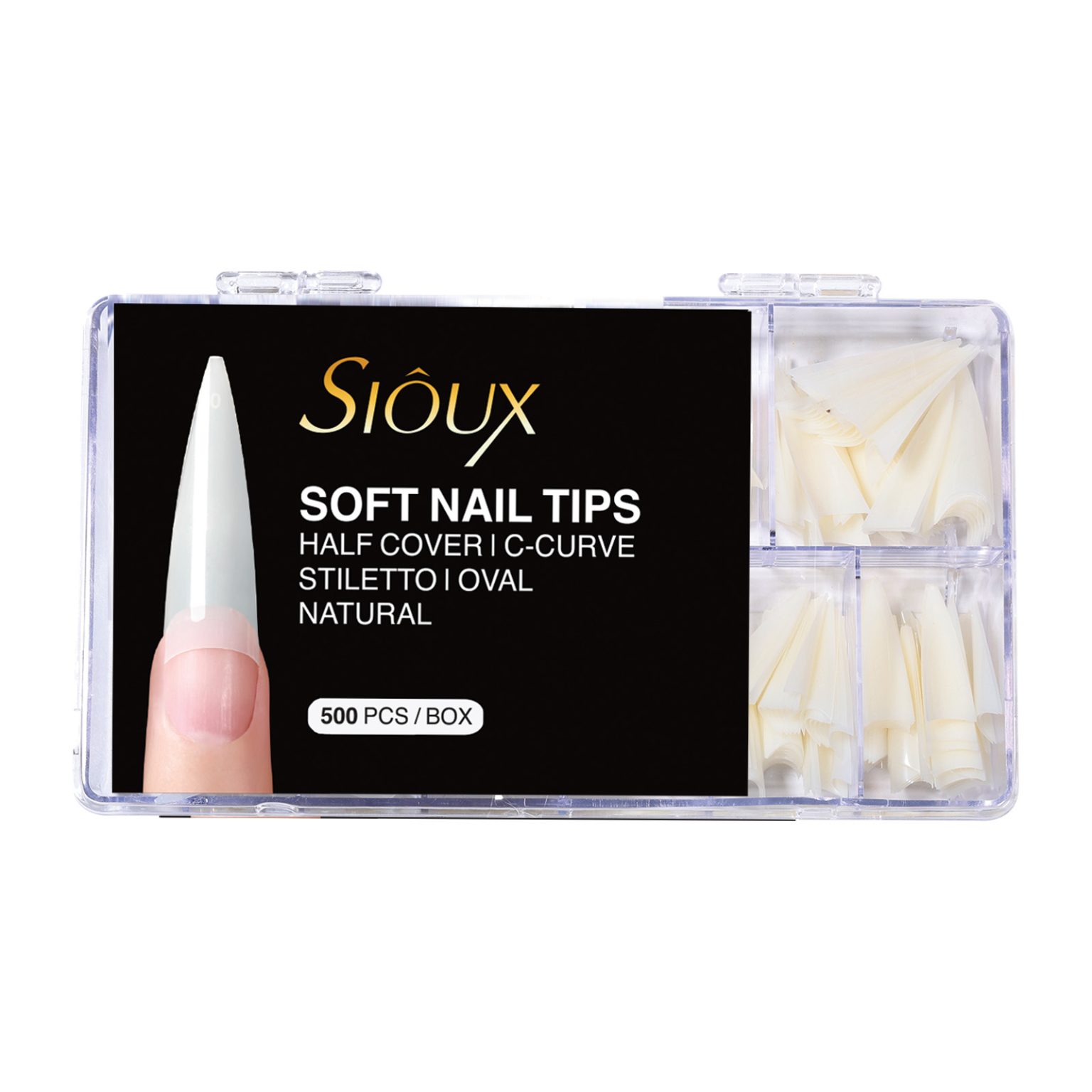Sioux Half Cover C-Curve Soft Nail Tips (500 Piece) – Natural Stiletto ...
